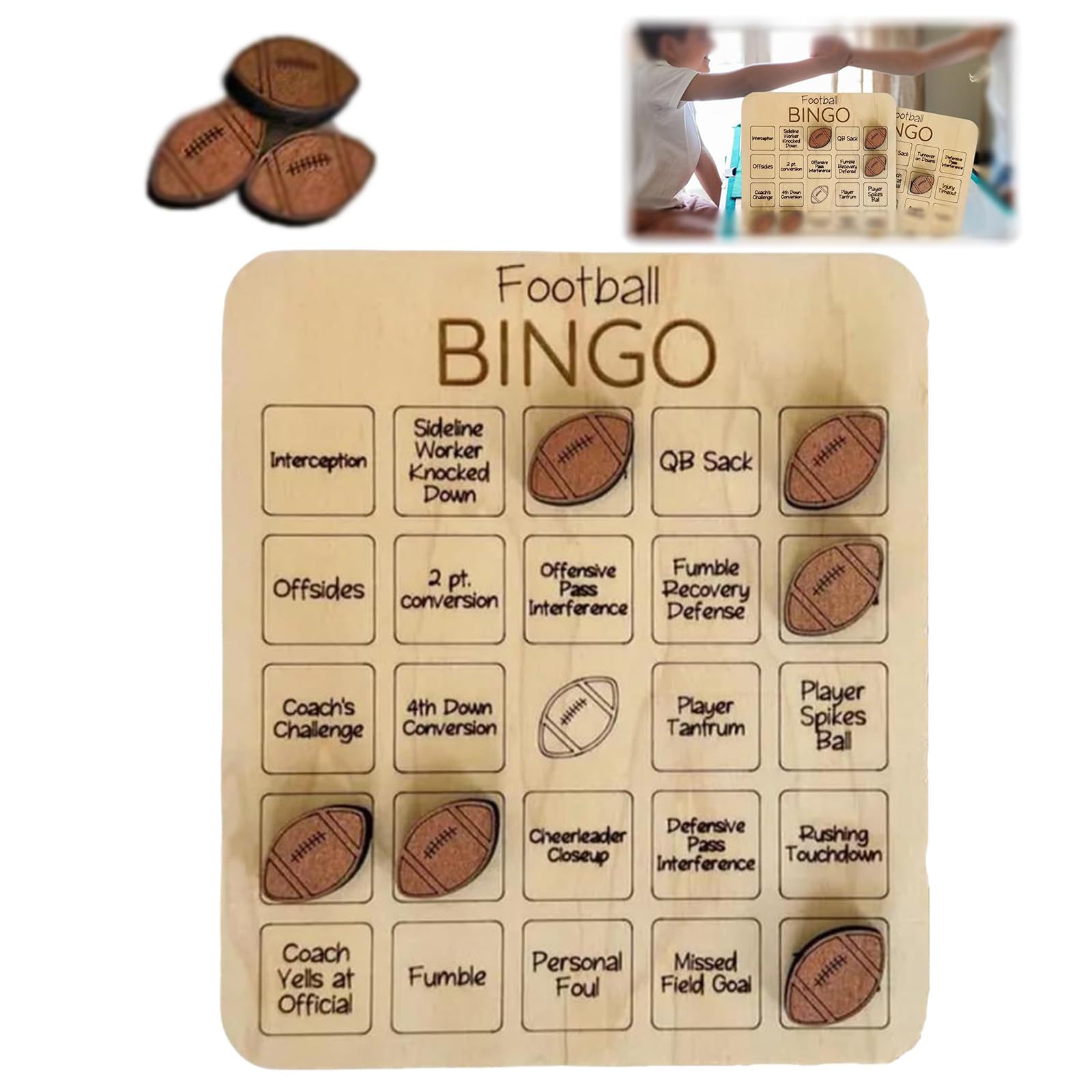 跨境新品Football Bingo Game木制足球主题宾果游戏井字棋盘游戏-阿里巴巴