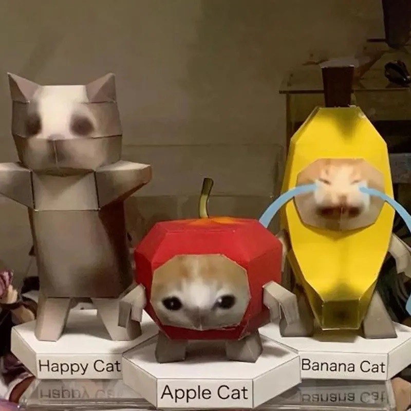 oiiao猫huh猫Maxwell猫疑惑猫旋转猫手工DIY纸模型折纸纸猫非成品-阿里巴巴