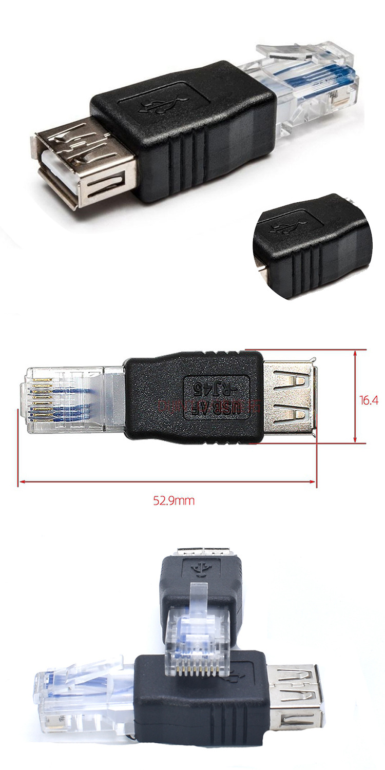 网络接口RJ45转USB母转接头USB对网线水晶头USB母头转RI45水晶头-阿里巴巴