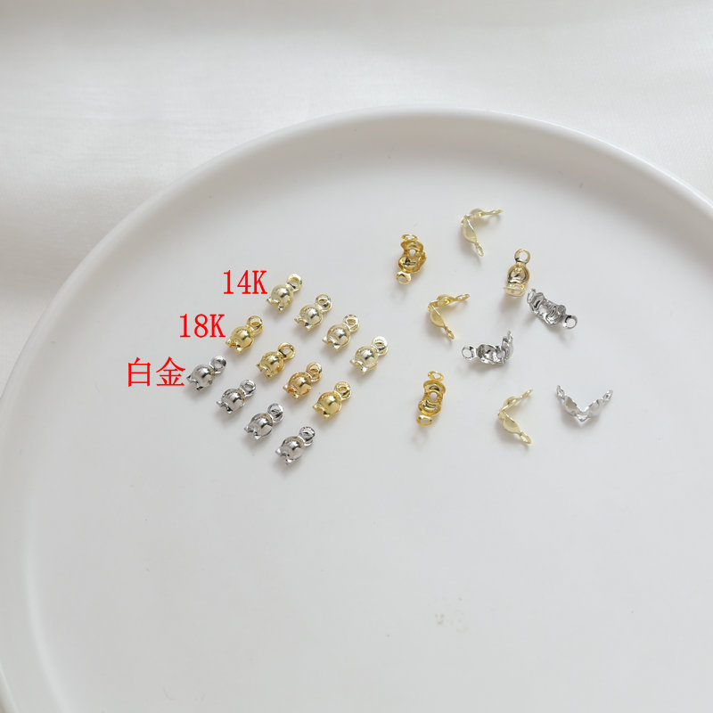 DIY项链材料纯铜真金电镀包仔扣双边扣豌豆仔扣收尾扣双头包扣-阿里巴巴