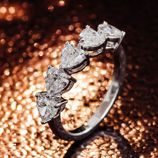 PT950铂金白金浪漫心形莫桑石排钻戒指欧美ins风 女款0.5克拉单颗-阿里巴巴