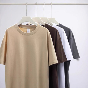 跨境240g日系重磅纯棉短袖t恤男女纯色潮牌ins批发货源圆领-阿里巴巴