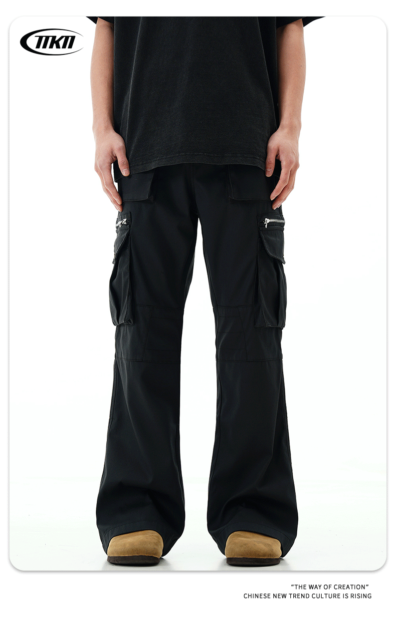 11KN美式cleanfit微喇叭休闲裤直筒多口袋机能工装裤Cargo pants-阿里巴巴