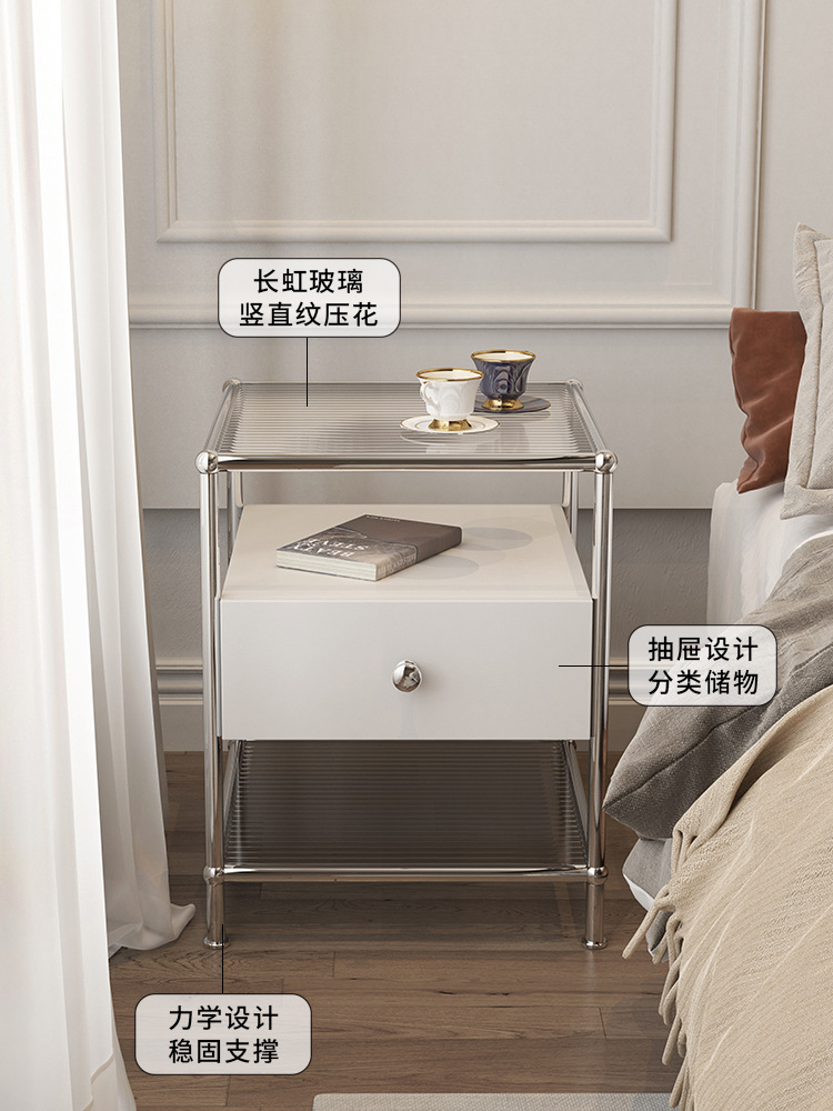 复古usm柜床头柜不锈钢餐边柜卧室床边柜收纳柜储物柜简约装饰柜-阿里巴巴