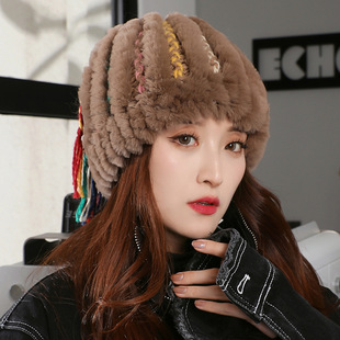 麻花辫獭兔毛针织帽子女秋冬保暖街头嘻哈皮草帽包头脏辫假发彩色-阿里巴巴