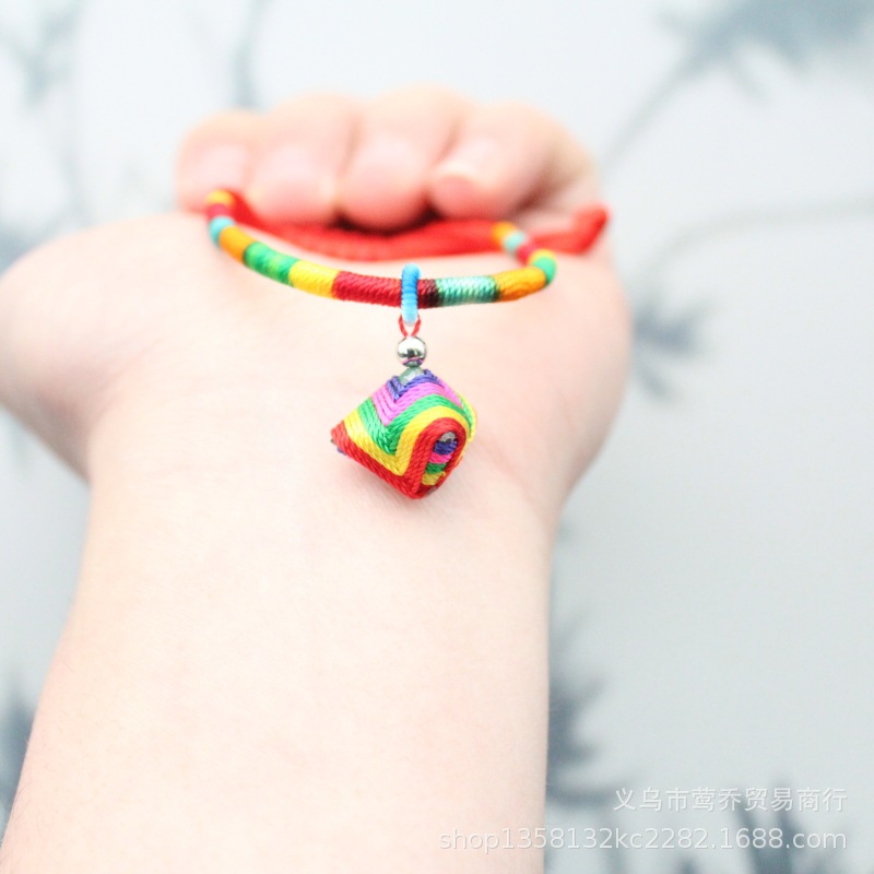 端午节五彩绳粽子手链吊坠粽手绳批发2023新款抽拉宝宝红绳小礼品-阿里巴巴