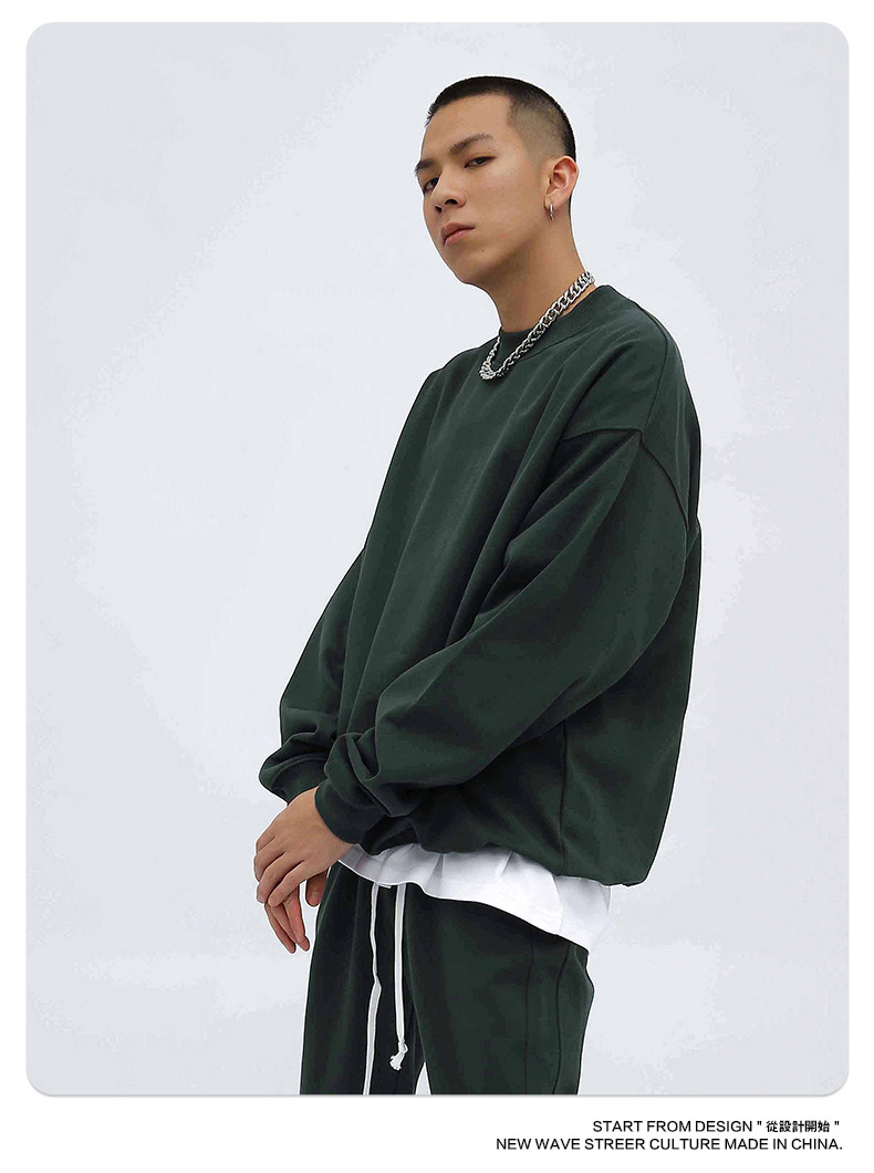 RFSD男装|2023秋冬新款420g克重磅毛圈美潮高街宽松圆领纯色卫衣-阿里巴巴