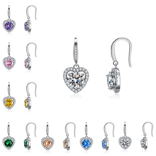 欧美wish外贸跨境复古ins风S925纯银耳环心形耳环钉吊坠耳饰爆-阿里巴巴