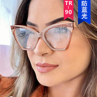 欧美TR90复古猫眼防蓝光眼镜框女2022新款网红同款超轻平光镜女潮-阿里巴巴