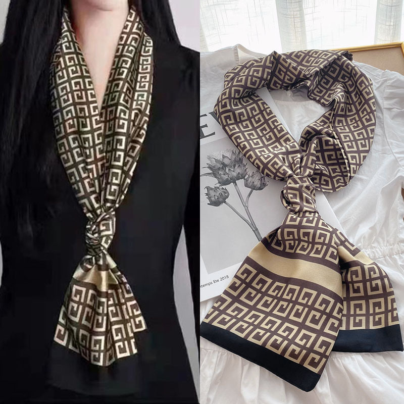 黑白条纹小丝巾女细窄长条韩版百搭西装衬衫春秋薄款装饰领巾发带-阿里巴巴