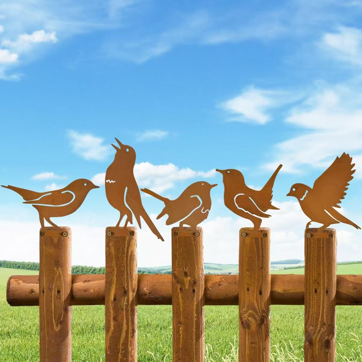 跨境Teum热销生锈金属小鸟铁艺工艺品鸟雕塑户外花园场景装饰批发-阿里巴巴