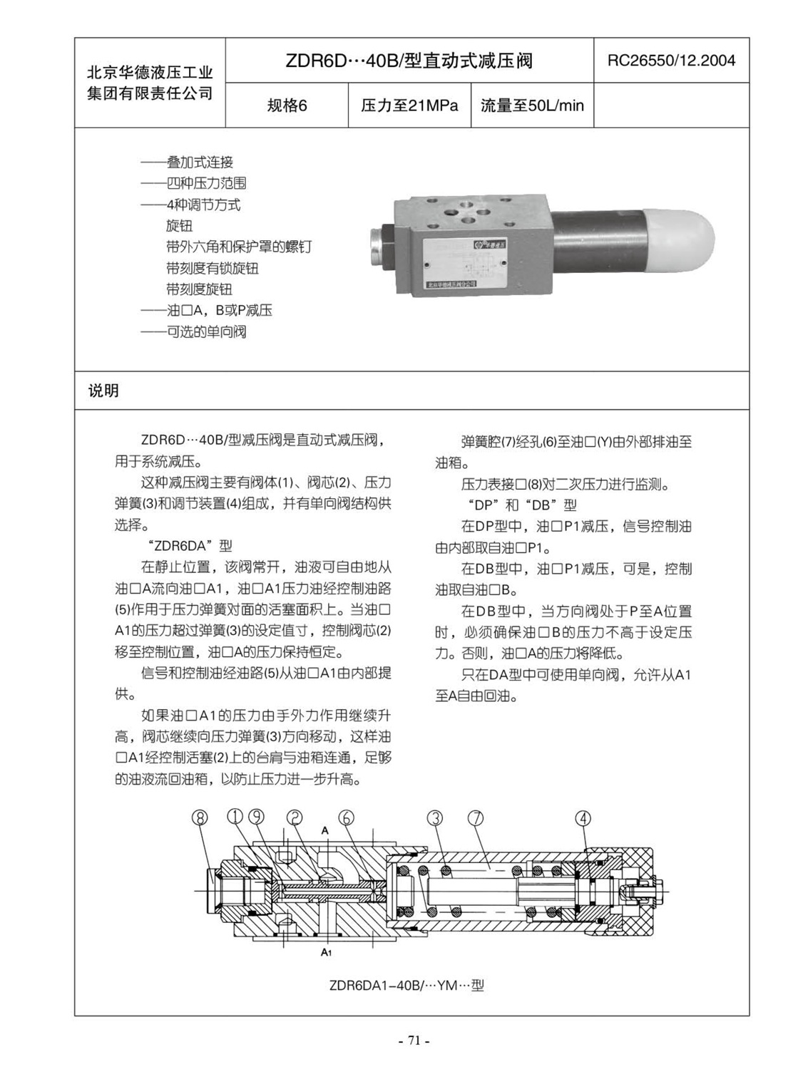 华德ZDR6DP叠加式直动减压阀连接先导带锁四种调节减压压力单向阀-阿里巴巴