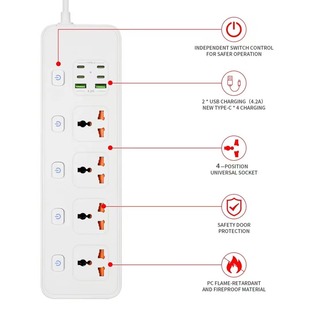 BKL-24新款4*TYPE-C+2USB充电万能4位电商热销款独立开关控制2米-阿里巴巴