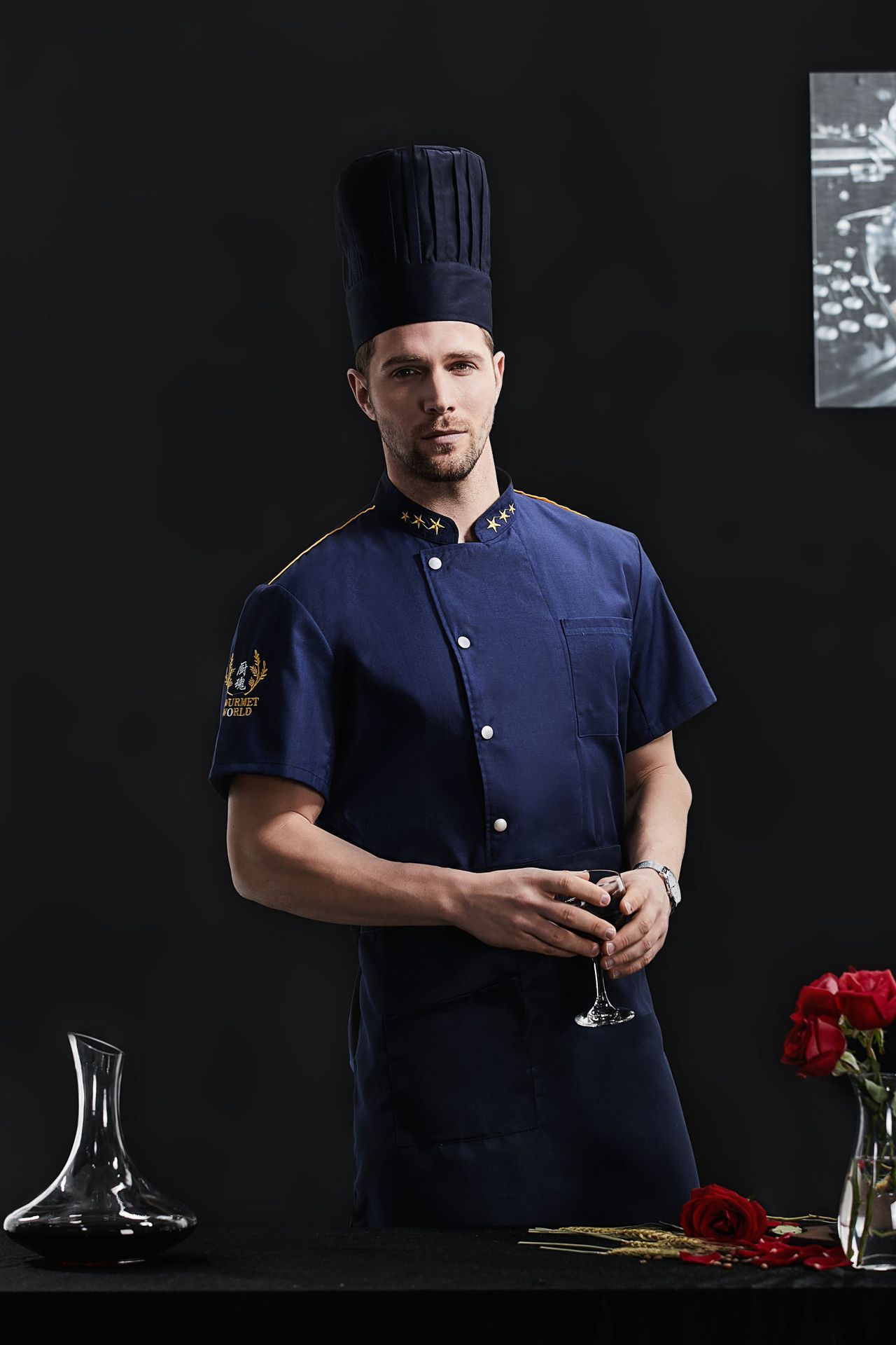 酒店厨师白色高帽大帽行政主厨帽子后厨餐厅烘焙蛋糕点厨师工作帽-阿里巴巴