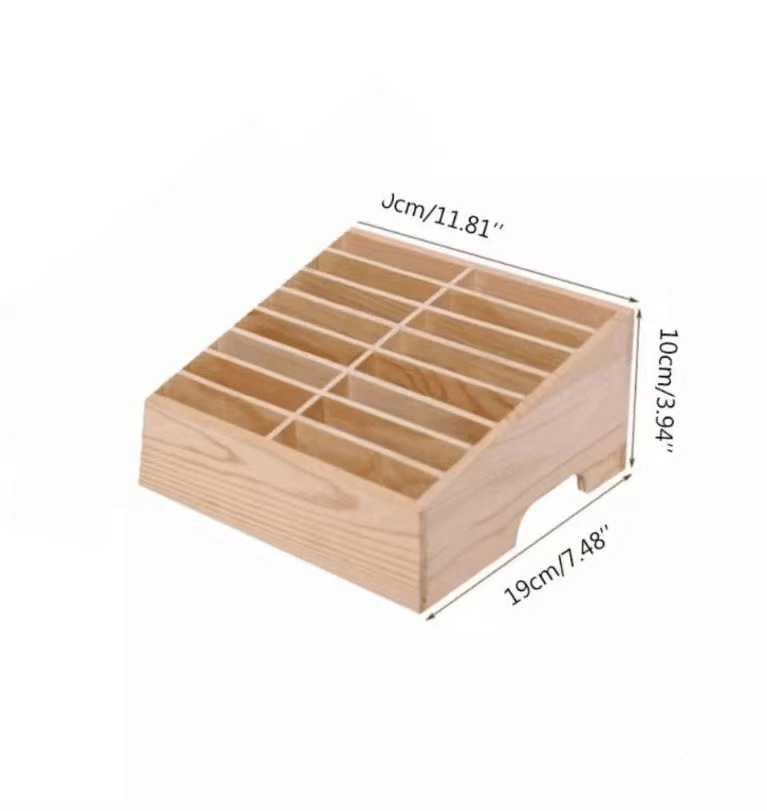 Creative solid wood multi-grid mobile phone storage box student class ...