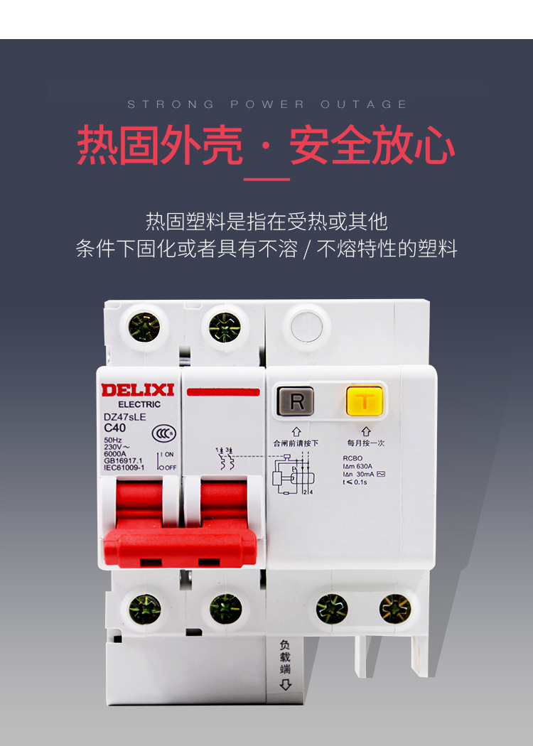 德力西DZ47SLE漏电保护器2P空气开关63A带漏保空开家用空开32A16A-阿里巴巴