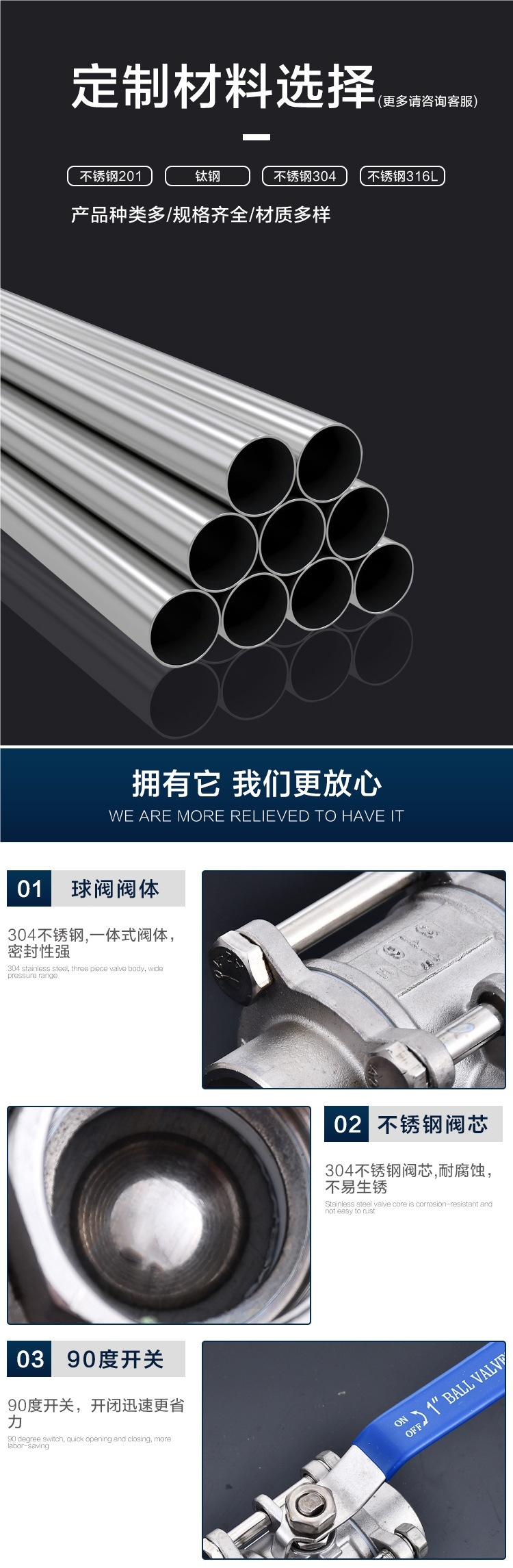 304/316L不锈钢球阀Q61F-16P三片式焊接对焊阀门4分6分1寸2寸DN25-阿里巴巴