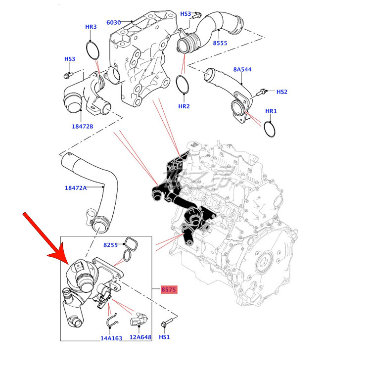 适用路虎揽胜极光发现款冷却节温器总成JDE40346恒温器OELR105975-阿里巴巴