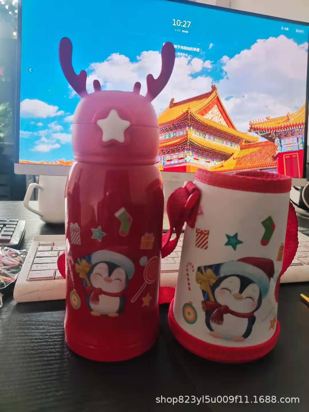 316不锈钢儿童保温杯ins卡通吸管水杯学生带布套圣诞保温水壶-阿里巴巴
