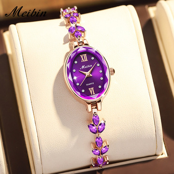 MEIBIN厂家直供美宾手链爆款紫罗兰花瓣轻奢珠宝女士腕表防水女表-阿里巴巴