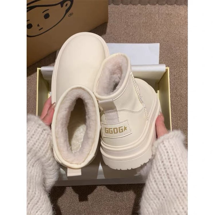 白色厚底增高小个子雪地靴女2025新款冬季加绒保暖防滑东北大棉鞋-阿里巴巴