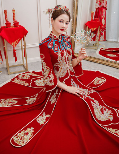 Xiuhe dress wedding party Chinese wedding bridal gown female velvet ...