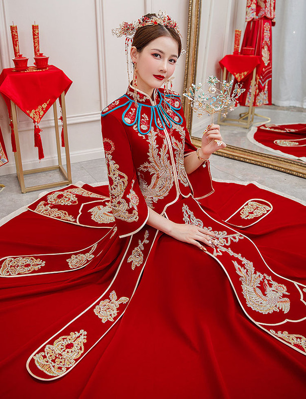 Xiuhe dress wedding party Chinese wedding bridal gown female velvet ...