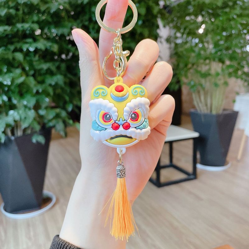 Creative festive lion head key good luck Chinese wind god wealth safety ...