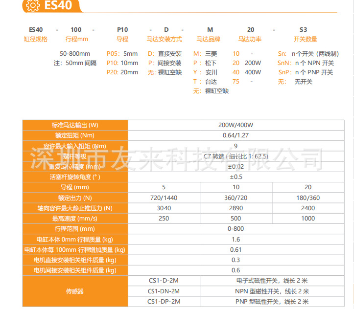 SHELE舍勒ES40/100电缸伺服电动缸高速度高精度大力推杆-阿里巴巴