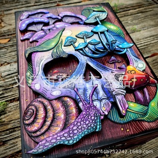 Skull and Nature Hidden Key Box 骷髅艺术隐藏钥匙箱木盒家居装-阿里巴巴