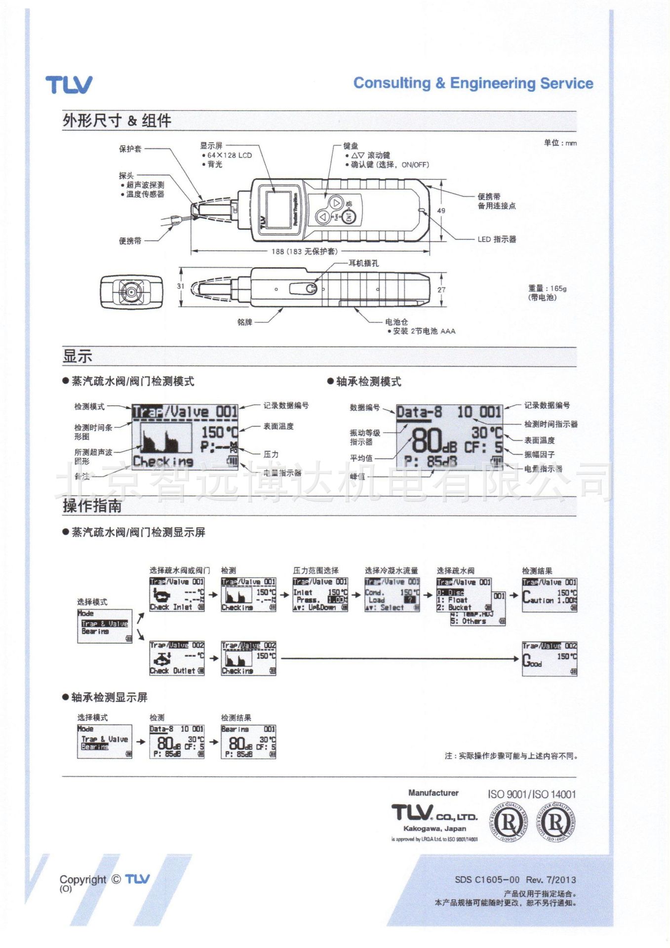 日本PT1疏水阀检测仪 TLV阀门检测漏器 便携式听诊器 蒸汽检测器-阿里巴巴