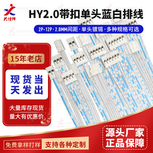 HY2.0MM蓝白排线单头镀锡端子线 2P-12P带锁扣连接线接插件电子线-阿里巴巴