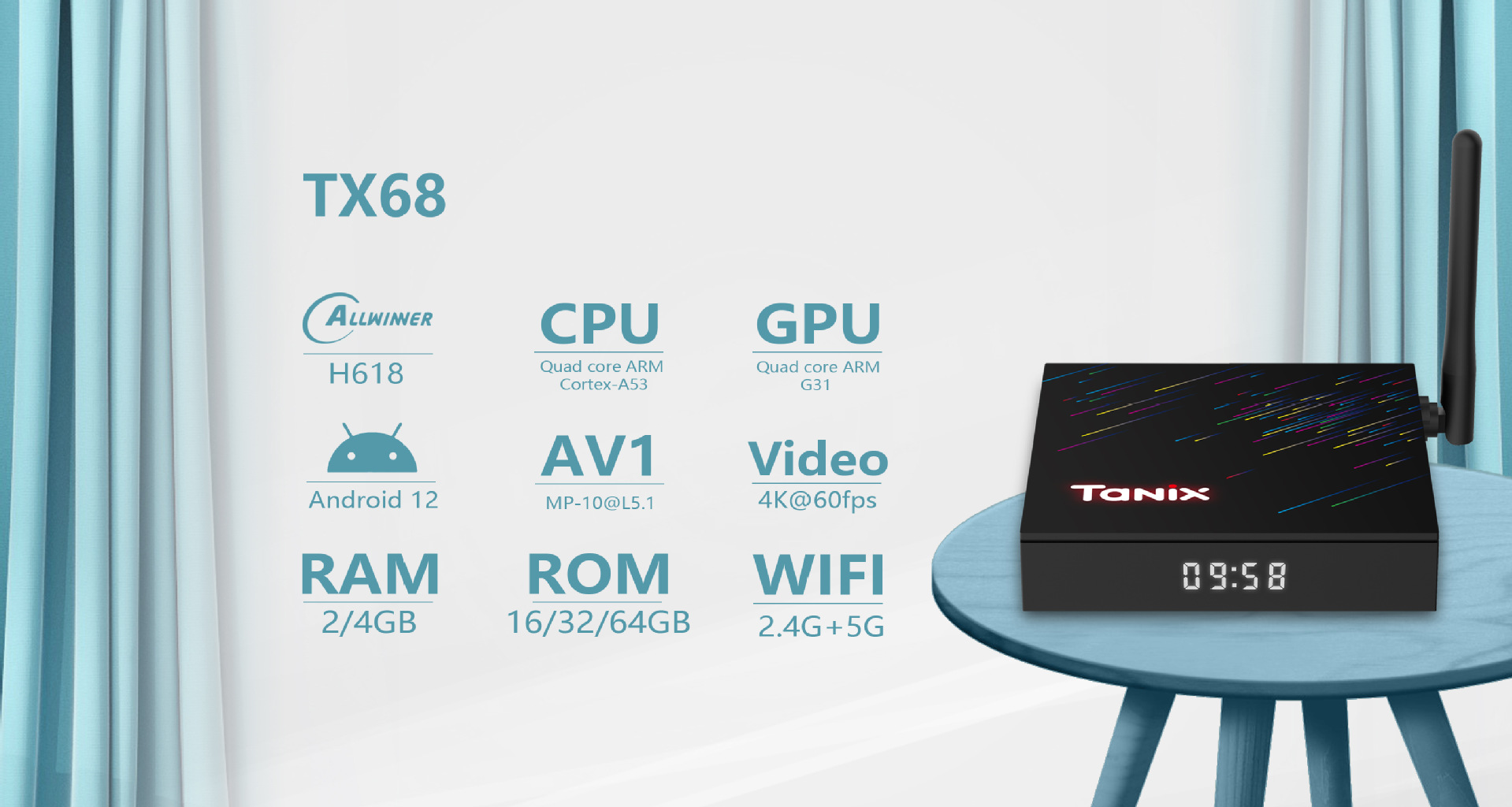 Tanix TX68智能电视机顶盒 TV BOX H618 安卓12 WiFi 电视盒子-阿里巴巴