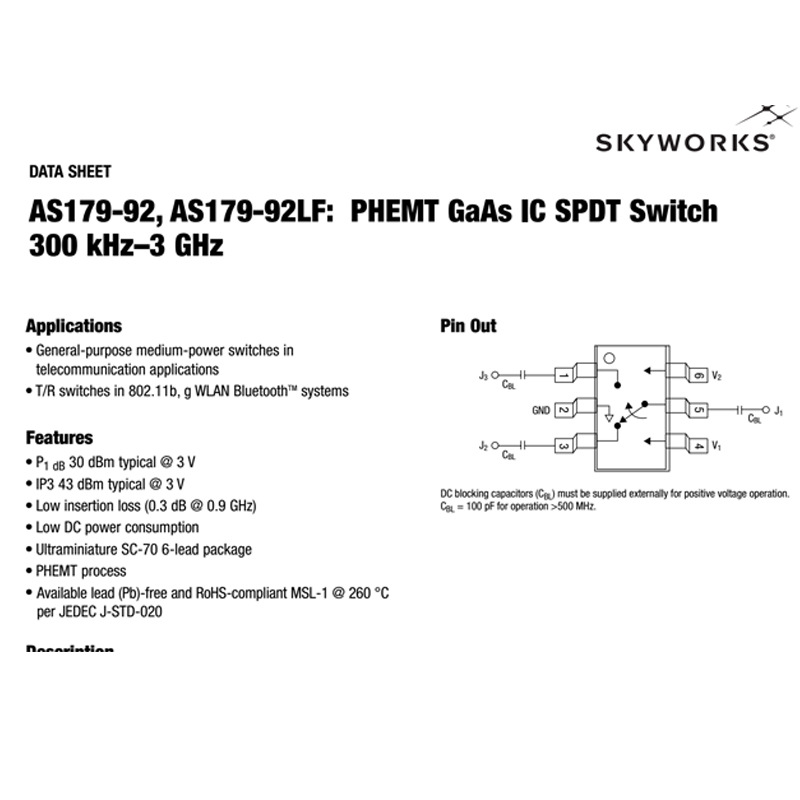 AS179-92LF 射频开关模块 1W 3GHz 单刀双掷RF开关 AS179模块-阿里巴巴