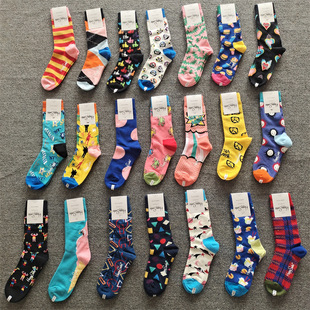 新品happy socks瑞典潮牌ins条纹波点跳舞中高筒潮袜女网红袜子-阿里巴巴