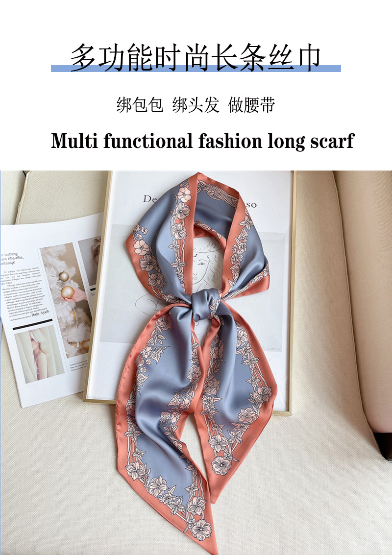 细窄长条丝巾衬衫领巾千鸟格子双层仿真丝围巾女秋冬绑包春夏绑发-阿里巴巴