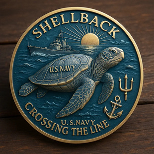 跨境Navy “Shellback” Challenge Coin海军“贝壳背”挑战硬币-阿里巴巴