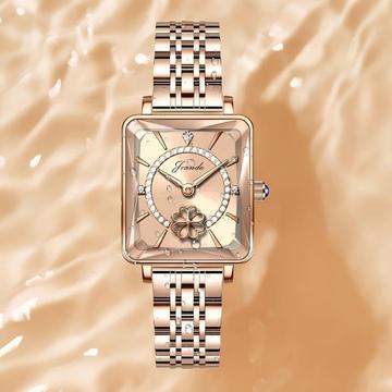 JRANDE网红直播爆款女表时尚方形女士手表钢带防水石英表方胜钟表-阿里巴巴