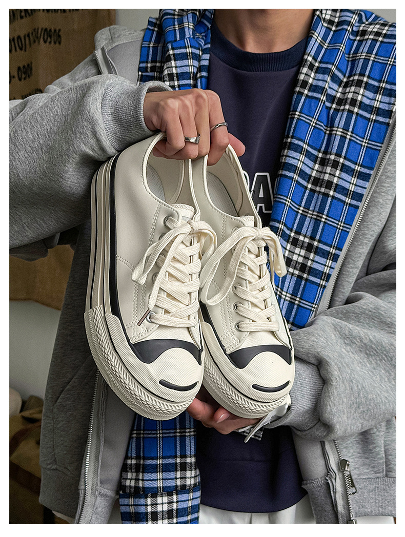 AFANTING 016b24SS 开口笑帆布鞋 透气 厚底硫化鞋 增高 男款潮鞋-阿里巴巴