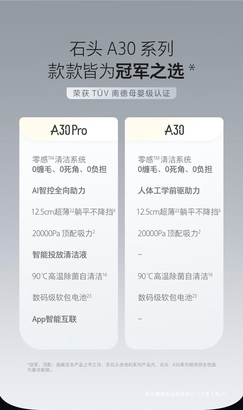 石头A30 Pro 洗地机【0缠毛 180°平躺 推拉助力 清洁液智能投放-阿里巴巴