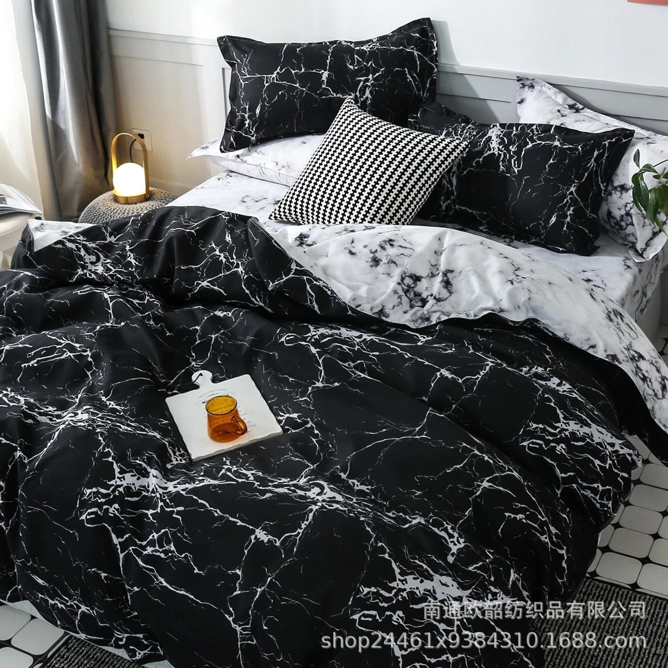 Cross-border AliExpress Amazon wish bedding marble pattern plain ...