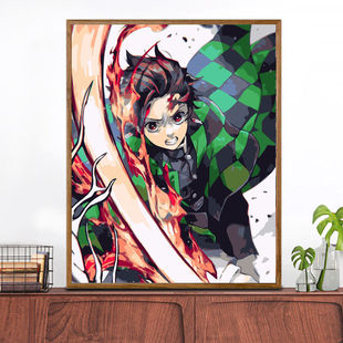 DIY数字油彩画 鬼灭之刃卡通动漫减压手工填色卧室油彩装饰涂色画-阿里巴巴