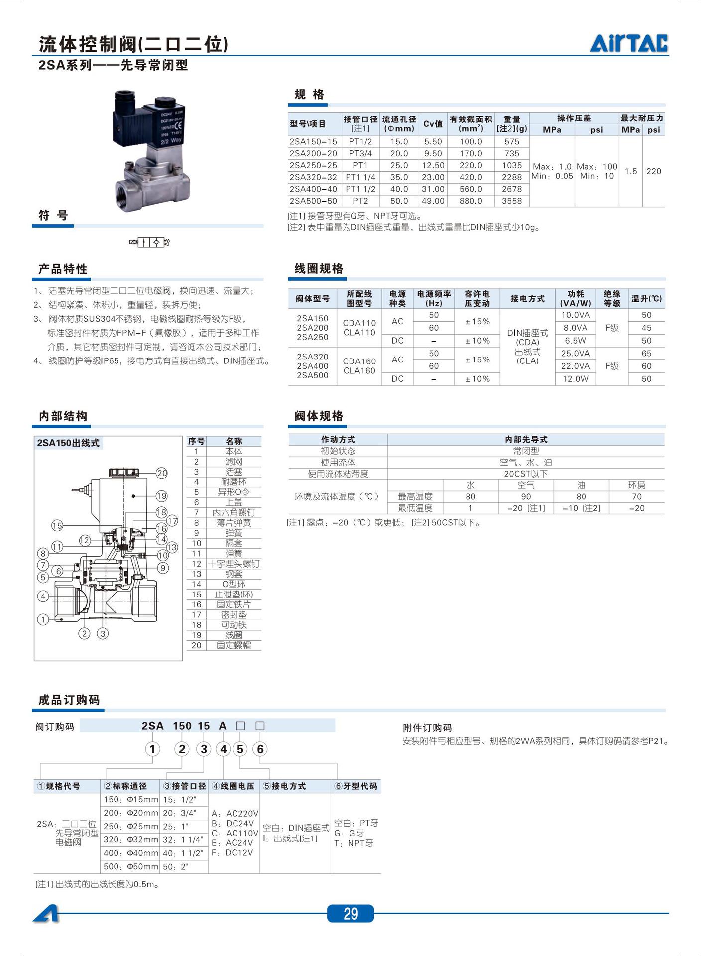 AirTac/亚德客常闭直动式二位二通流体电磁阀2SA030-06 2SA050-10-阿里巴巴
