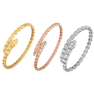 宝家CNC高版本厚金s925蛇骨灵蛇开口手镯光身满钻18k弹簧手环-阿里巴巴