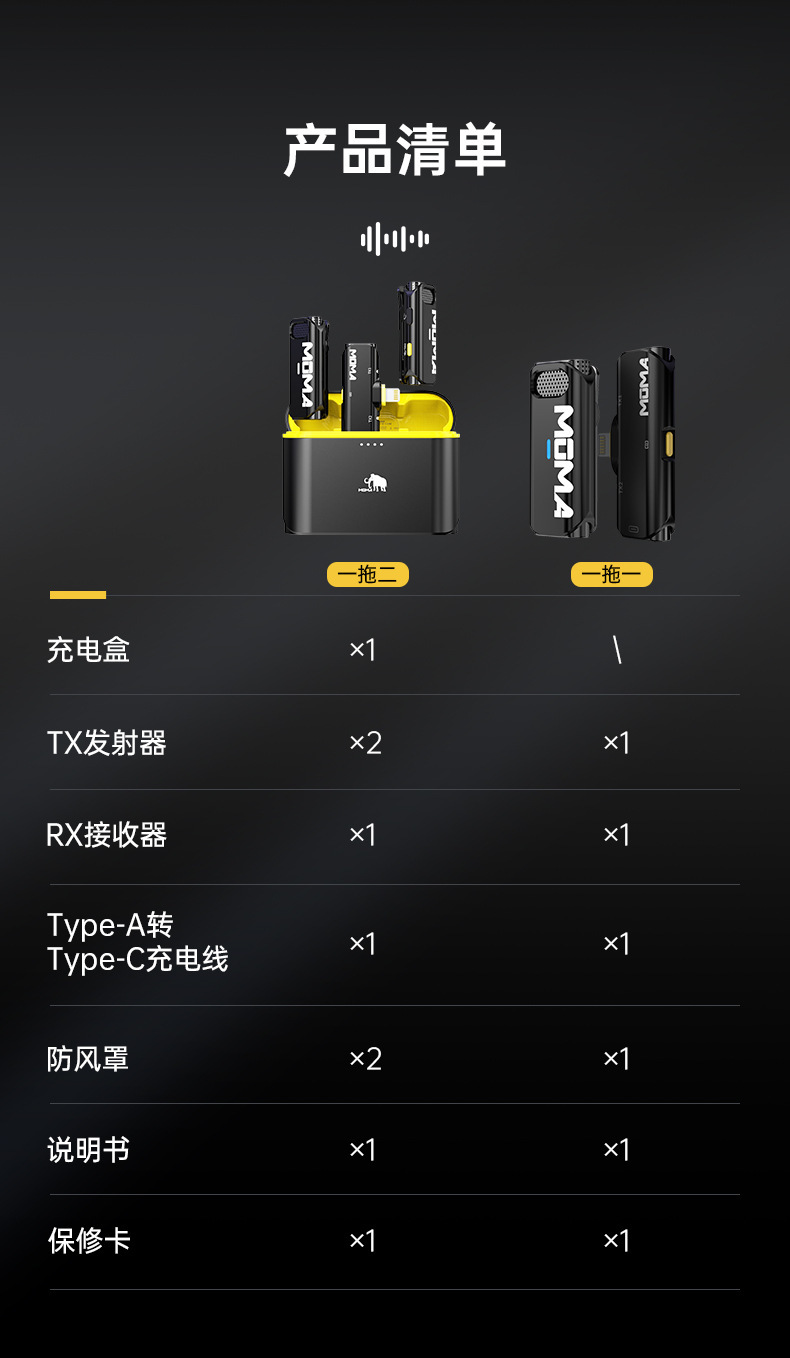 moma悦声 S1无线领夹式麦克风猛犸收音麦器录音直播手机降噪-阿里巴巴