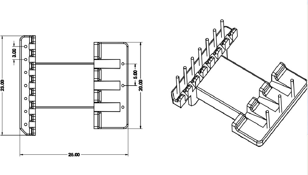 注塑骨架 EFD20（7+3）单边加宽 电木骨架 变压器骨架-阿里巴巴