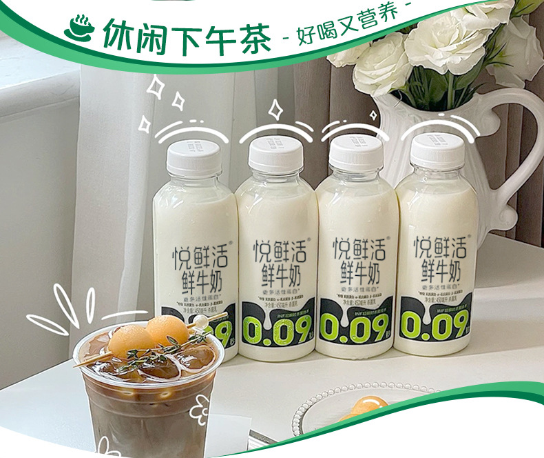 君乐宝悦鲜活鲜牛奶生牛乳450ml*4瓶装纯牛奶儿童营养低温早餐奶-阿里巴巴