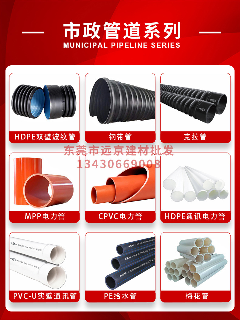 雄塑HDPE双壁波纹管 雨污排水管中空壁缠绕克拉管SN4 SN8国标管道-阿里巴巴