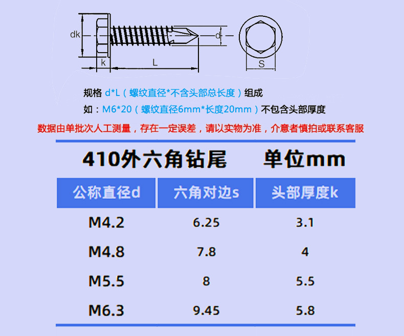410不锈钢六角燕尾螺钉自攻自钻华司带胶圈钻尾 M4.2M4.8M5.5M6.3-阿里巴巴