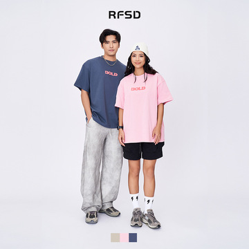 RFSD男装|2025春夏新款美式短袖COLD发泡潮牌印花宽松夏季T恤男-阿里巴巴